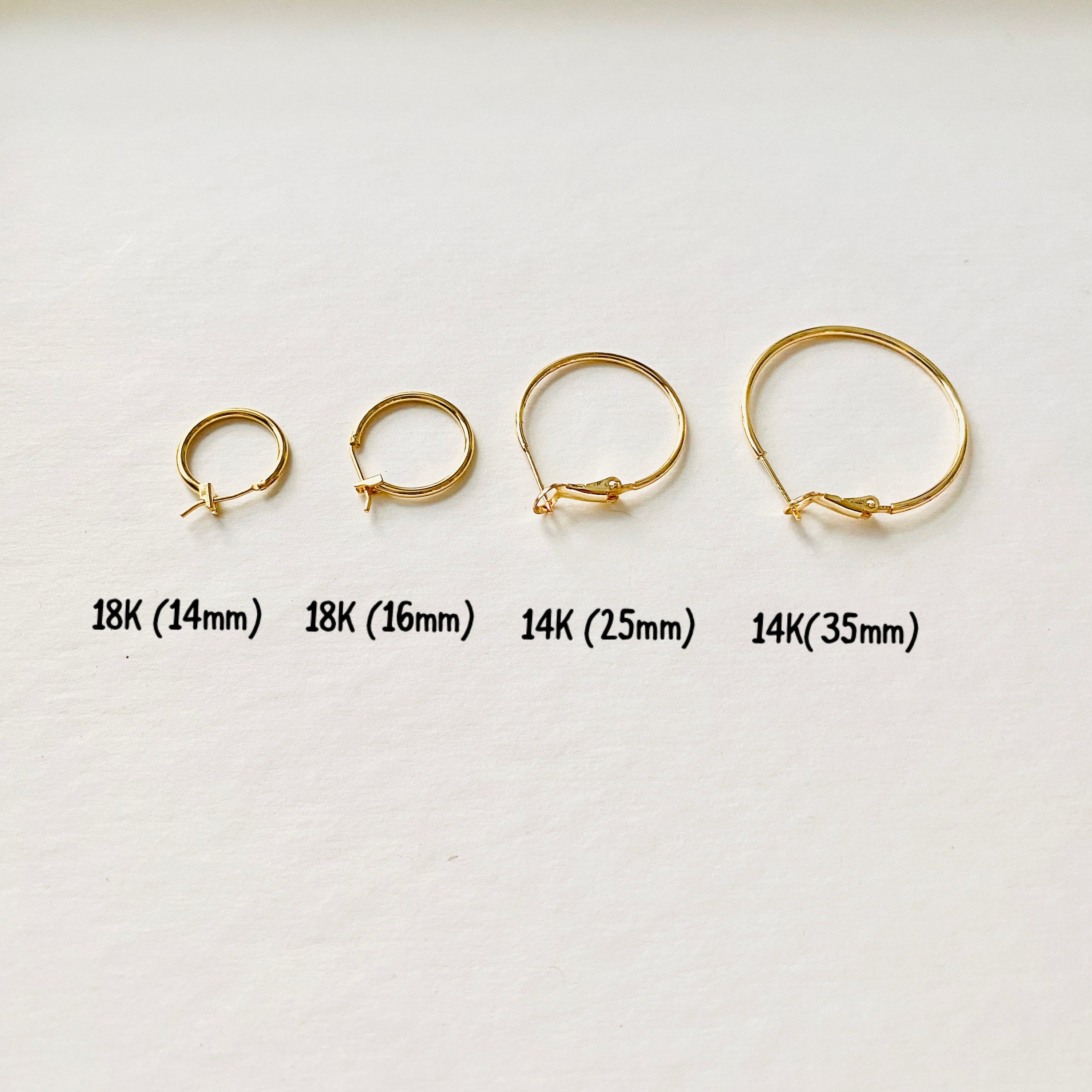 14k 18k Gold Filled Hoop Earrings 14mm 16mm 25mm 35mm Gold | Etsy