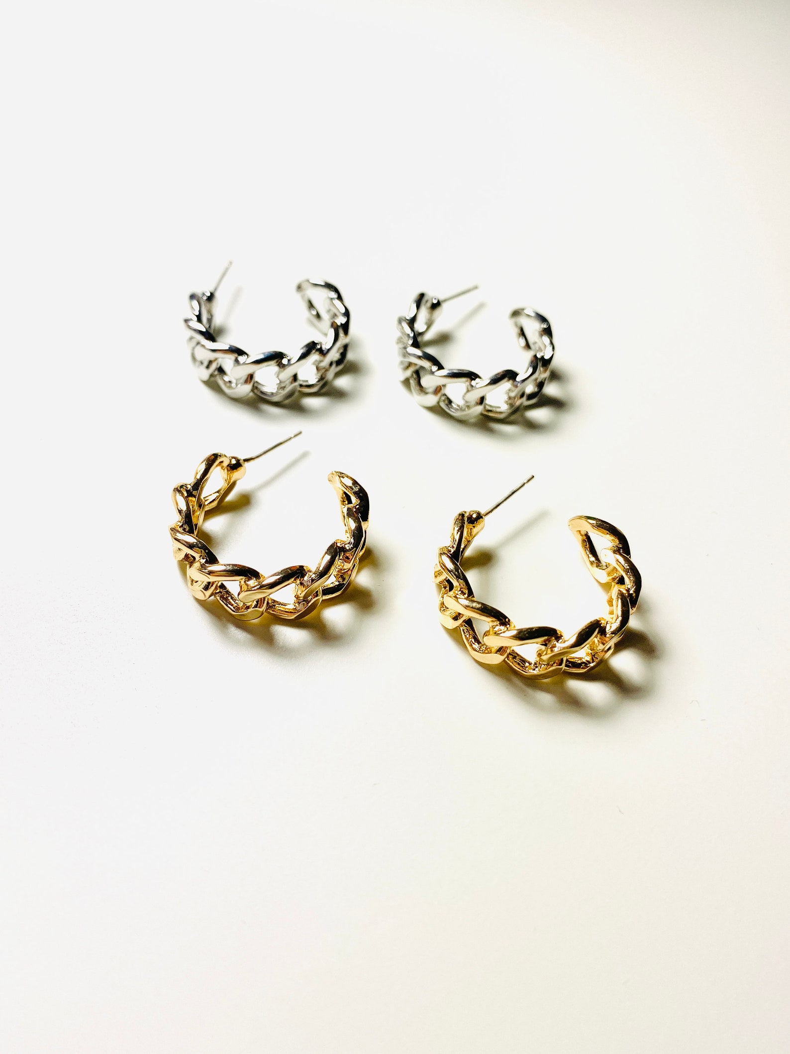 Twisted Hoop Earrings Medium Chain Hoop Earrings 22mm Hoop | Etsy