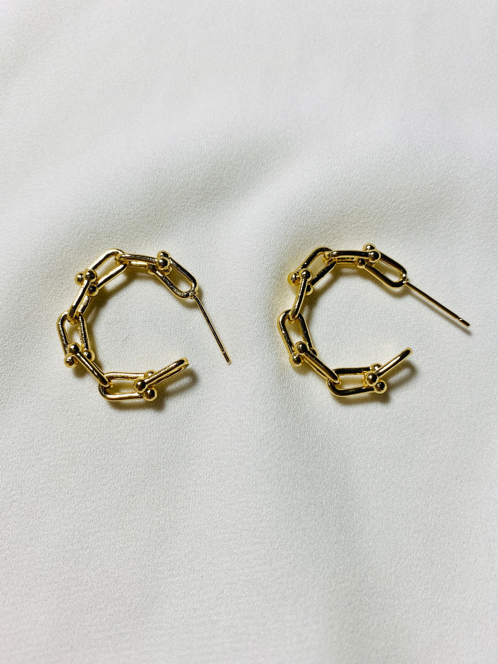 U Shape Link Gold Hoop Earrings Chunky Chain Thick Earrings - Etsy