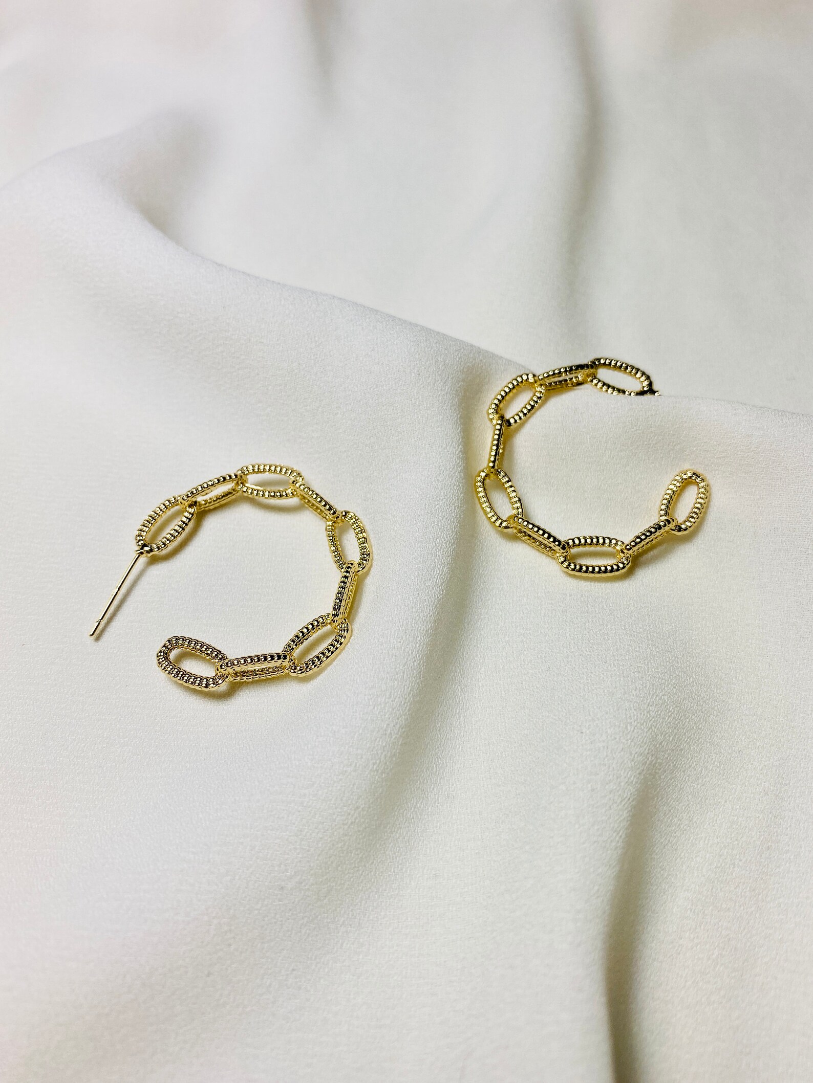 U Shape Link Gold Hoop Earrings Chunky Chain Thick Earrings - Etsy