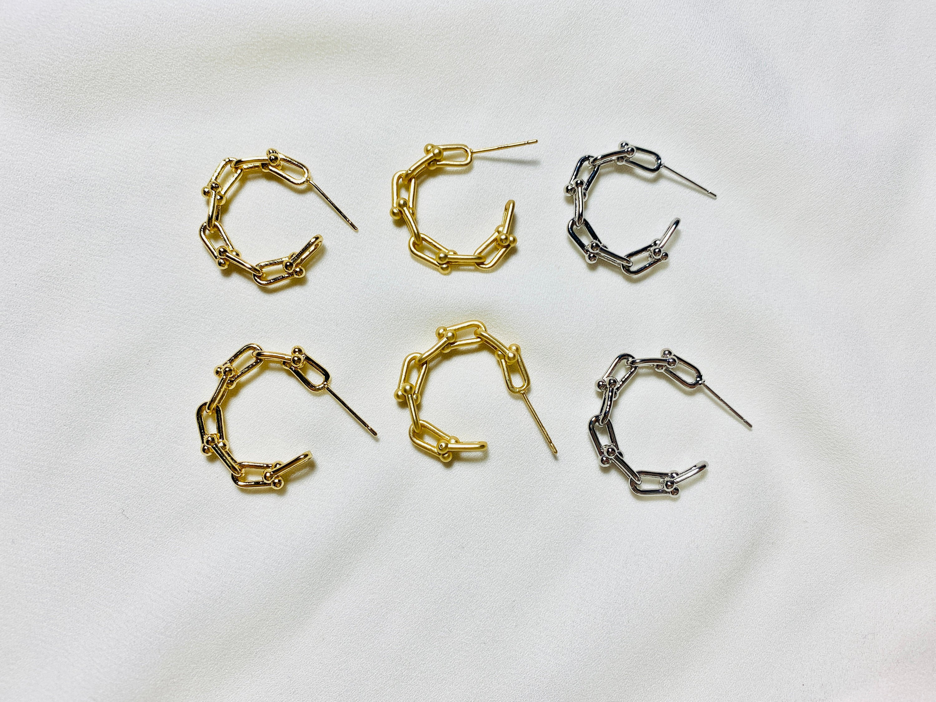 U Shape Link Gold Hoop Earrings Chunky Chain Thick Earrings | Etsy