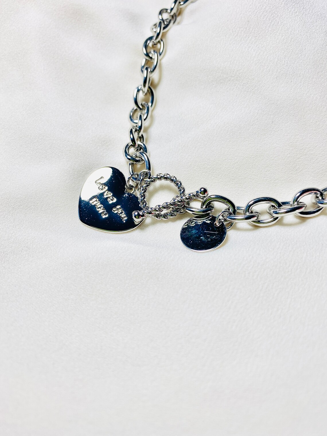 Heart Charm Toggle Necklace Rectangle Charm Toggle Necklace | Etsy