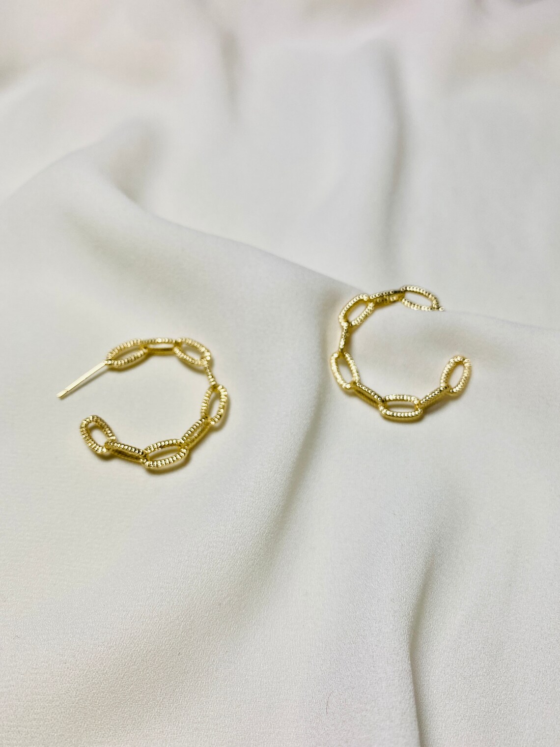 U Shape Link Gold Hoop Earrings Chunky Chain Thick Earrings - Etsy