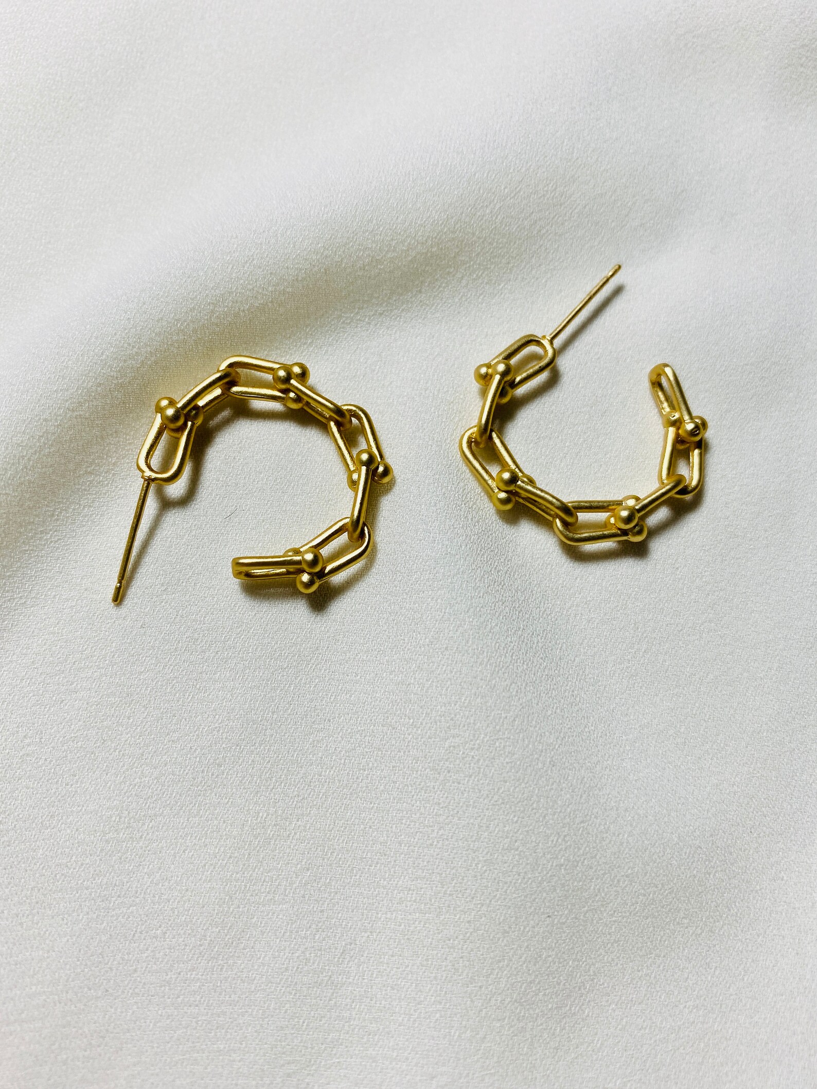 U Shape Link Gold Hoop Earrings Chunky Chain Thick Earrings | Etsy