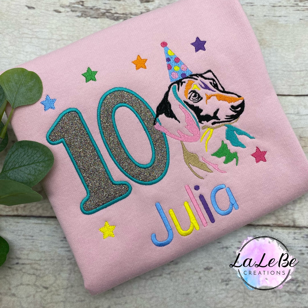 Dackel Hund Geburtstags-shirt Für Kinder, Personalisiert Mit Glitzer - Etsy