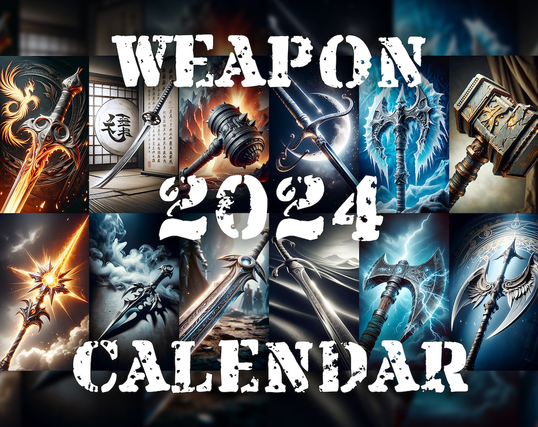 Fantasy Weapon Calendar 2024 - 31x44cm - Unique Art for D&D Fans ...