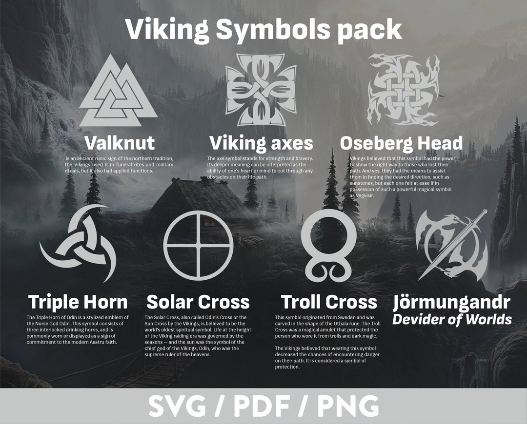 Viking SVG Symbols Axe Runes Valknut Jörmungandr Triple Horn Solar ...