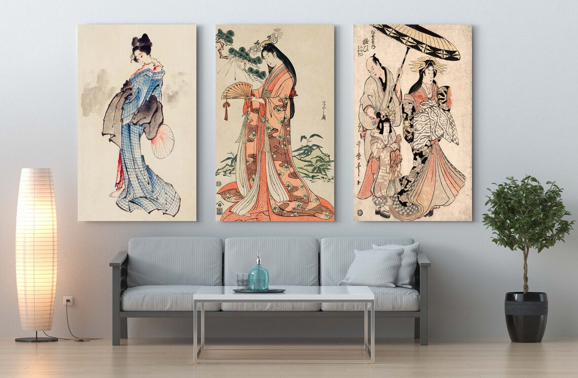 Courtesan Geisha Art Print Set of 3 Japanese Woman Art, Oiran Art ...