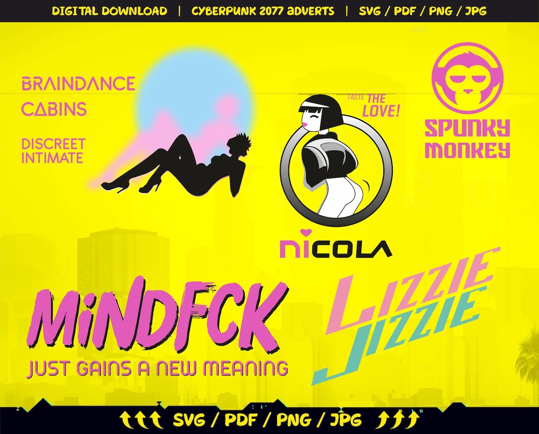 Cyberpunk 2077 SVG Digital CDPR Ad Vector Logos Nicola Lizzie Mind Braindance SVG Download ...