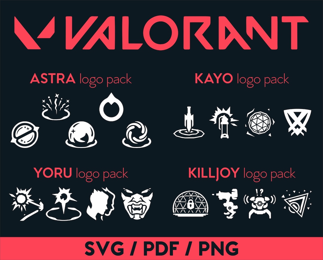 Valorant Agents SVG PNG PDF Abilities Astra Kayo Killjoy Yoru Riot ...