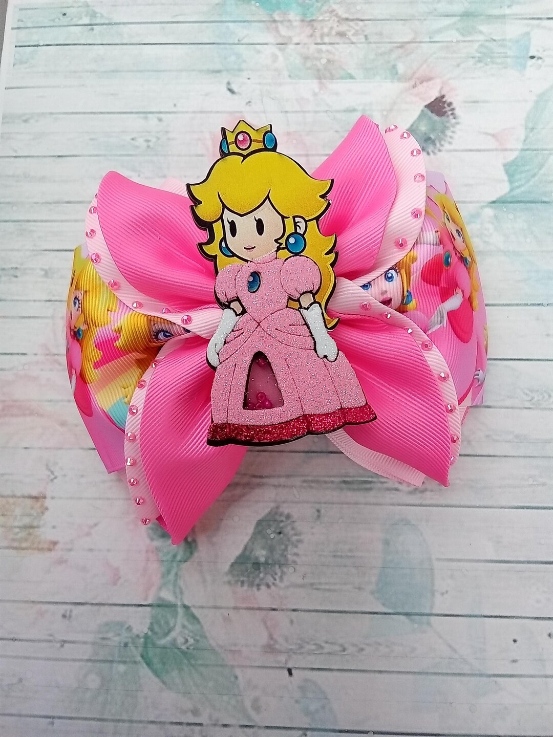 Mario Bros Hair Bow, Mario Bros, Princess Peach Hair Bow, Mario Bros ...