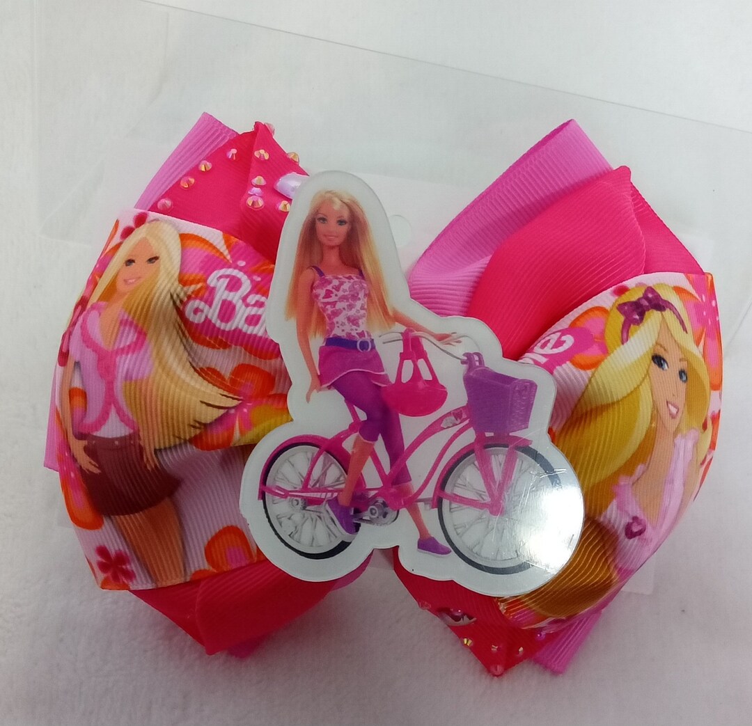 Inspired Barbie Hair Bow With Shaker, Barbie Hair Bow With Resin, Hair ...