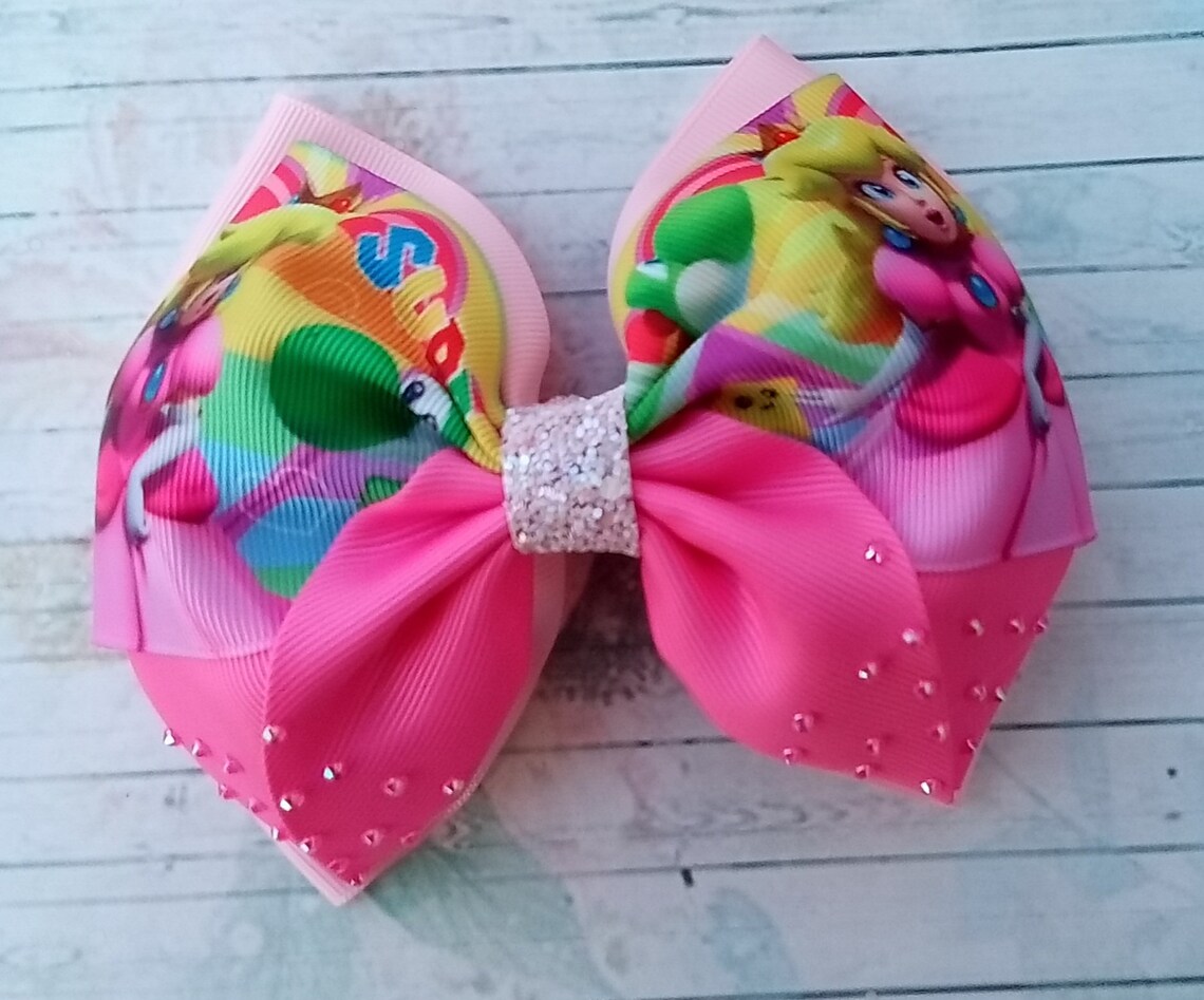 Mario Bros Hair Bow, Mario Bros, Princess Peach Hair Bow, Mario Bros ...