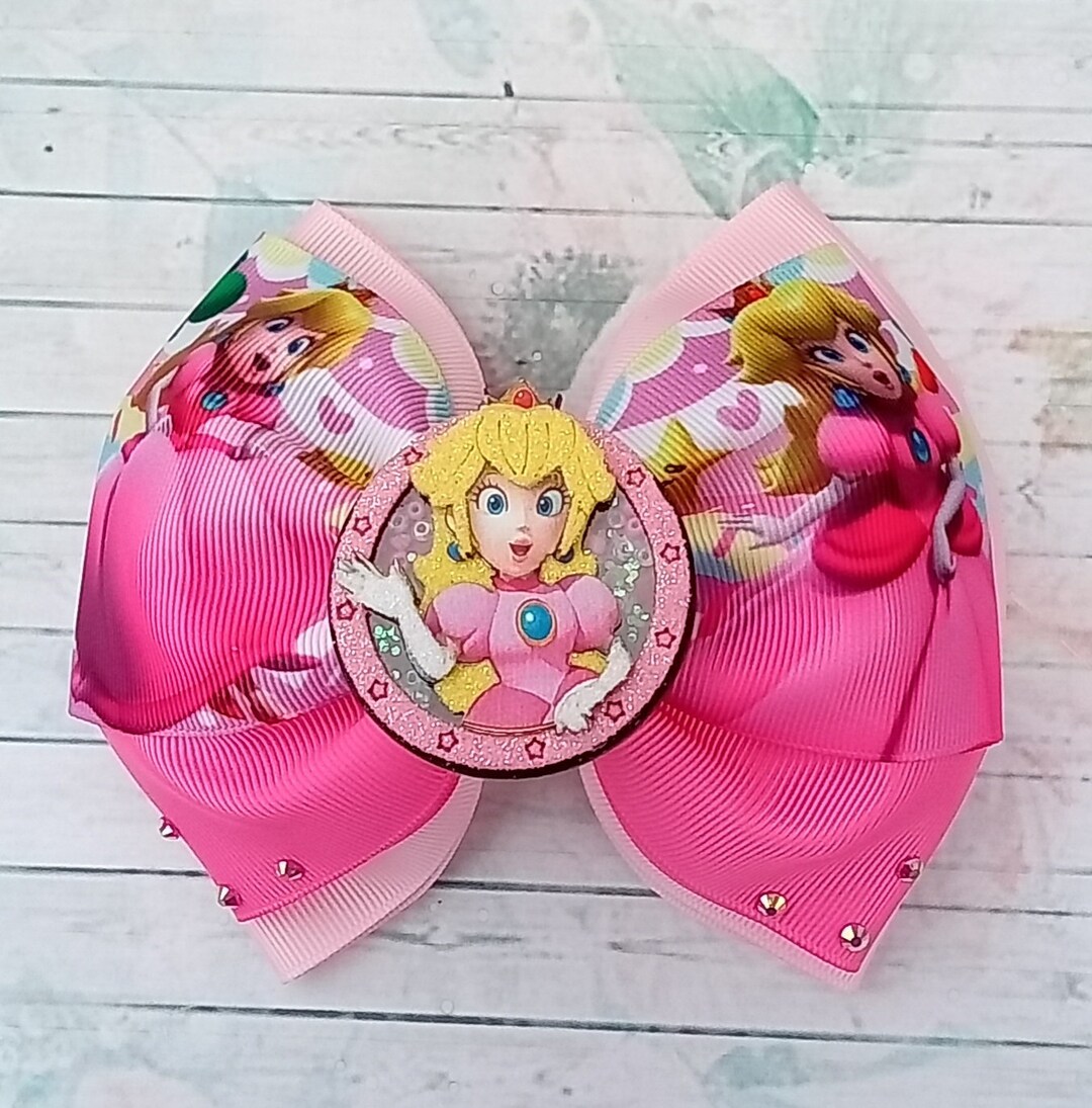 Mario Bros Hair Bow Mario Bros Princess Peach Hair Bowmario - Etsy