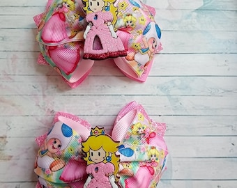 Mario Bros Hair Bow, Mario Bros, Princess Peach Hair Bow, Mario Bros ...