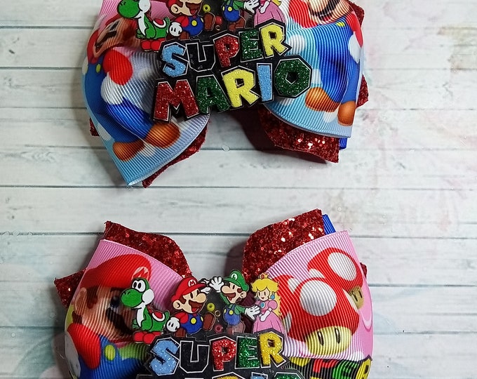 Mario Bros Hair Bow, Mario Bros, Yoshi Hair Bow, Mario Bros, Bows for ...