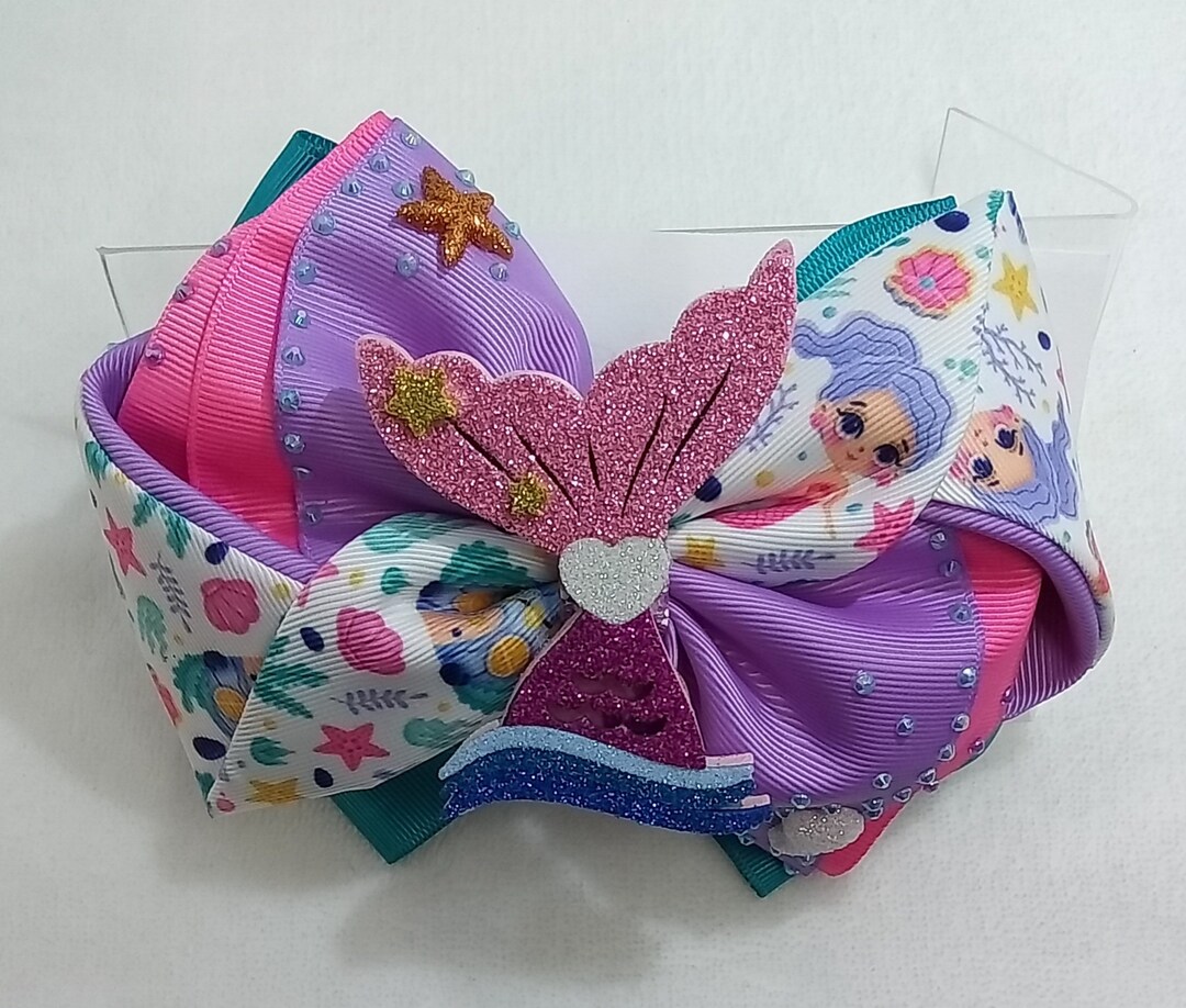 The Mermaid Bow, Mermaid Hair Bow, Hair Bow With Shaker, Pigtails Bows ...