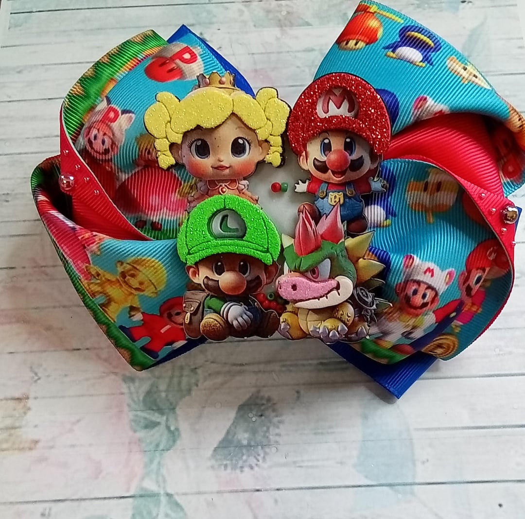 Mario Bros Hair Bow, Mario Bros, Yoshi Hair Bow, Mario Bros, Bows for ...