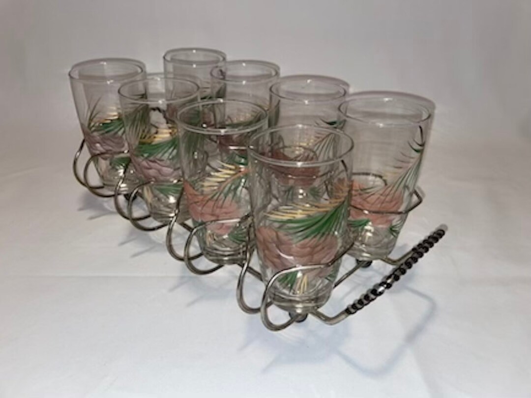 Mid Century Glassware With Pine Cone Design - Etsy