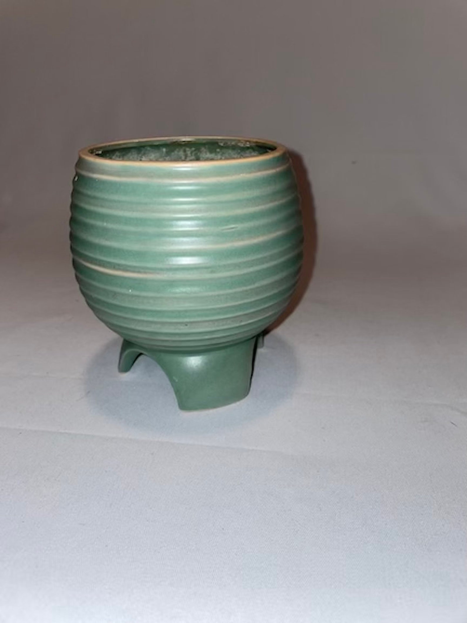 NAPCO Napcoware Planter or Vase Blue/Green Ribbed Footed | Etsy