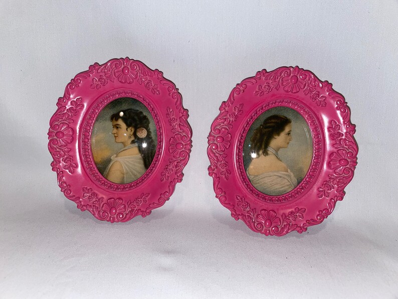 Two Vintage Cameo Creation Pictures in Frame With Glass. Empress ...