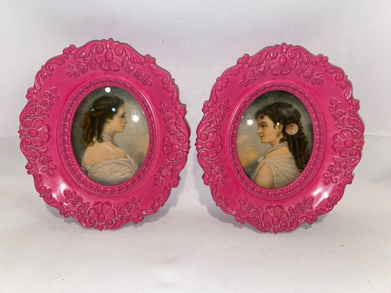 Two Vintage Cameo Creation Pictures in Frame With Glass. Empress ...