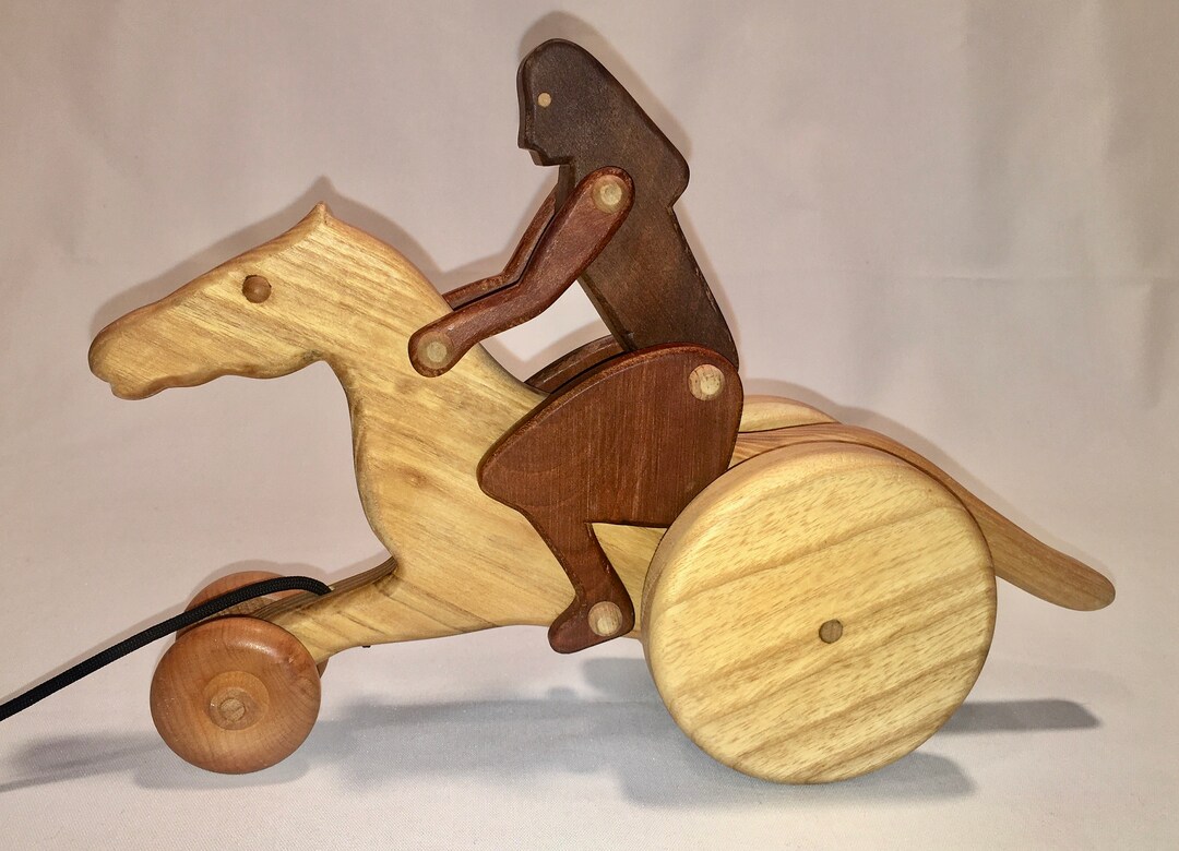 Handcrafted Wood Horse Ridden Pull Toy - Etsy