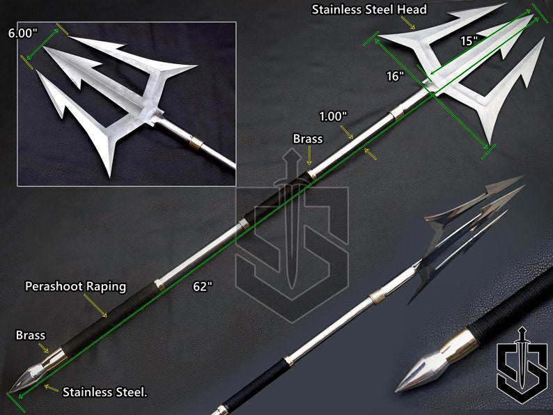 Custom Aquaman's TRIDENT Handmade 62 Inches Trident hand Forged Arrow ...