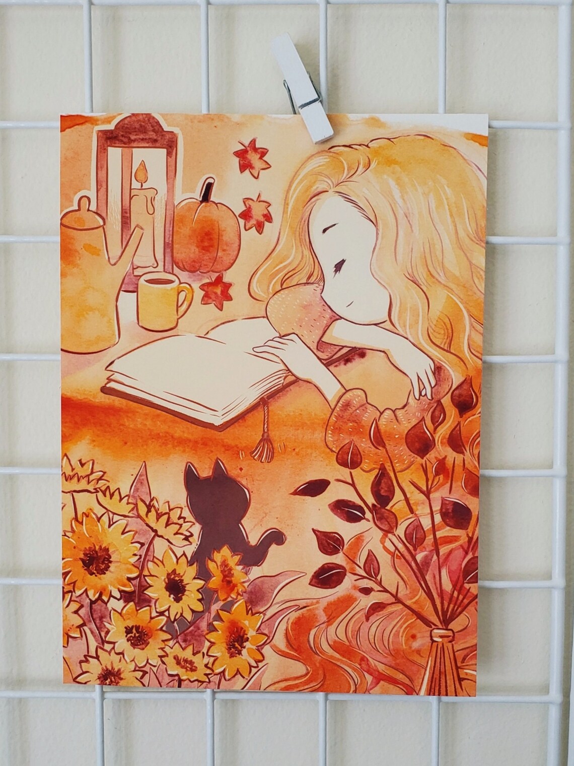 Cozy Reading Time Cute Art Postcards Fall Vibes Original - Etsy