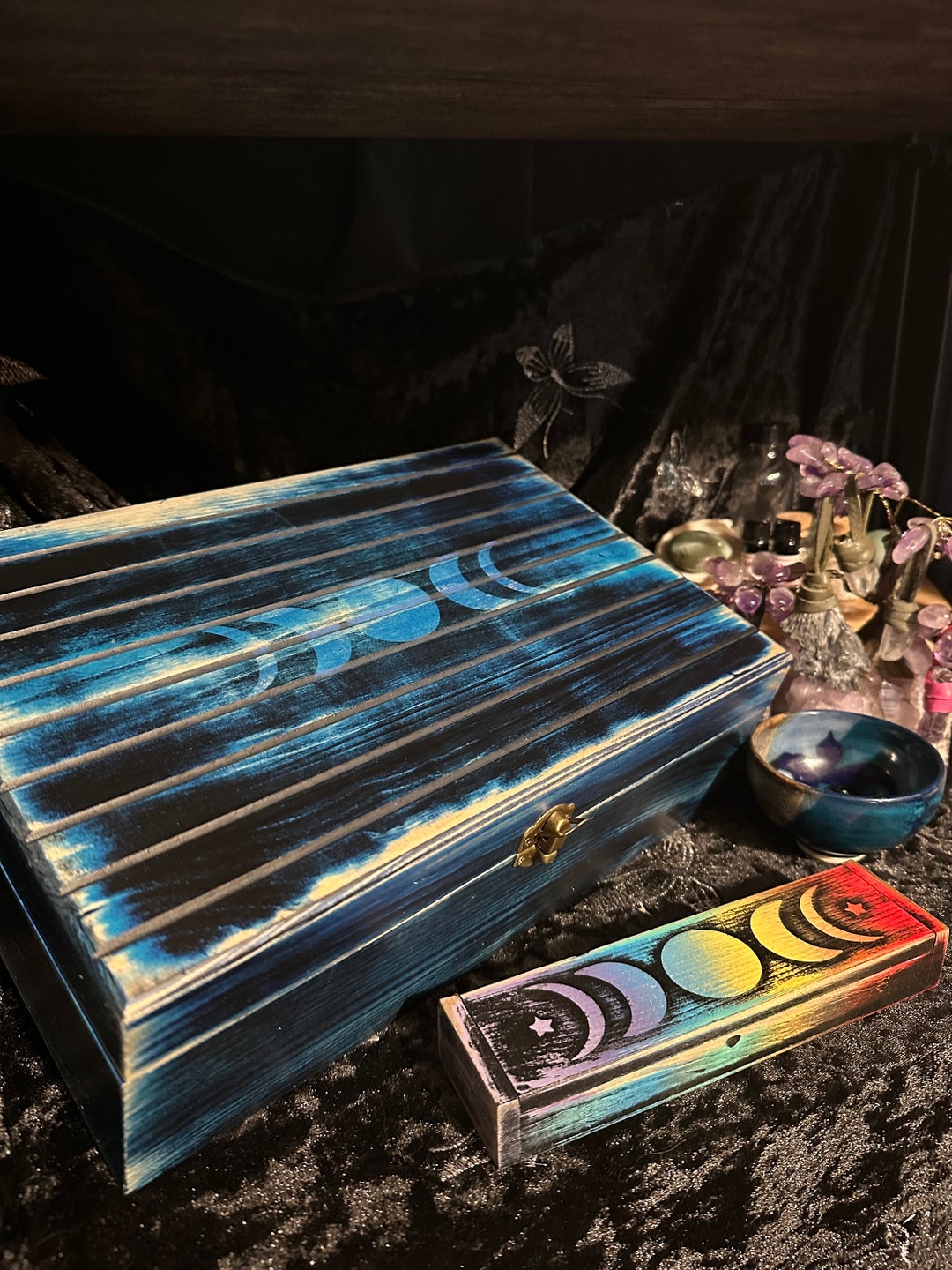 Moon Phase Apothecary Chest Box Jewel-tone Series Azurite Blue & Deep ...