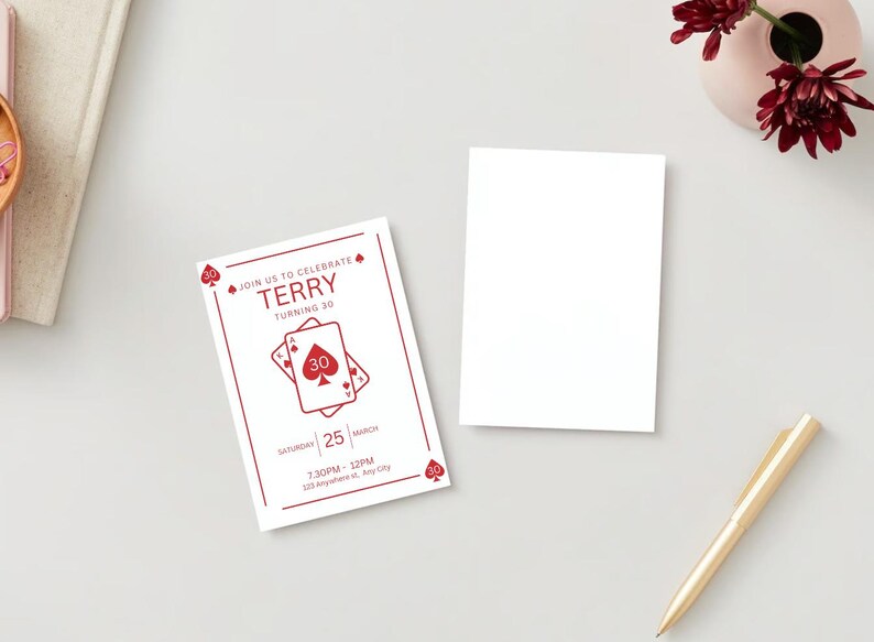 Customizable Poker-themed Birthday Invitation Any Age Birthday ...