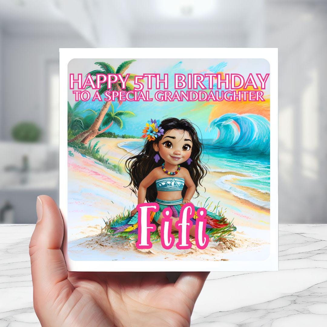 Moana Personalised Birthday Card I Any Age I Cartoon Moana I Birthday ...