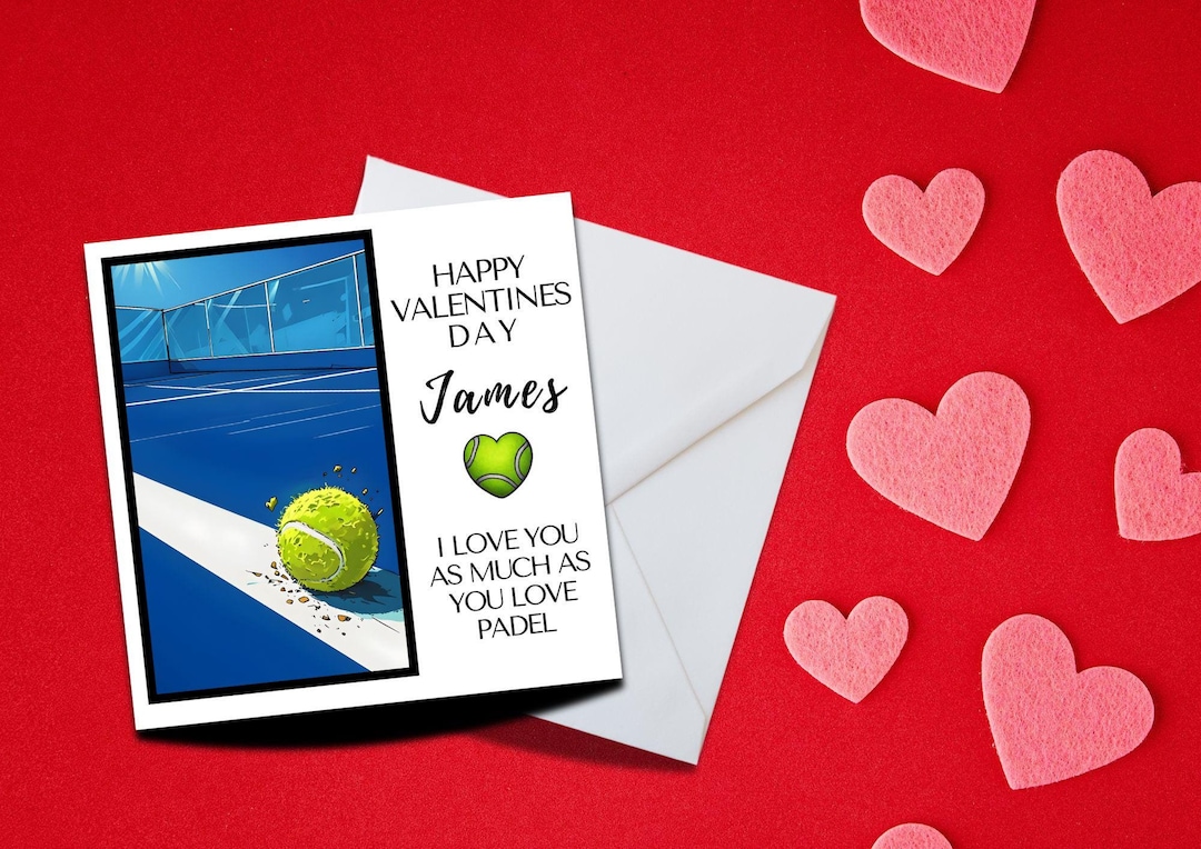 Padel Tennis Valentines Day Card, Padel Lover Valentines Day Card ...