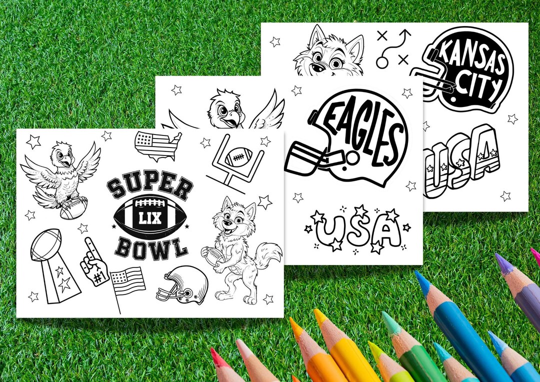 Superbowl Coloring Sheets, Instant Digital Printable for Kids, Fun ...