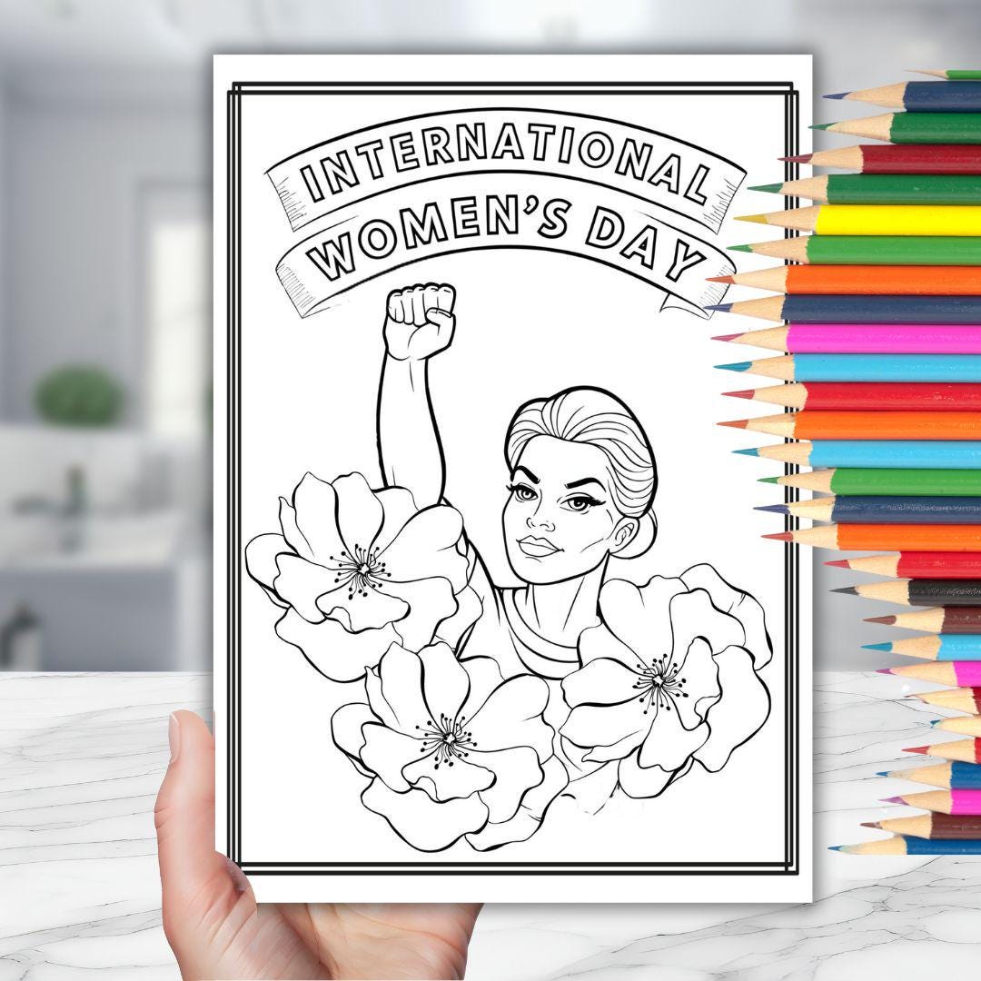 International Womens Day Coloring Sheet, A4 Colouring Sheet, Instant ...