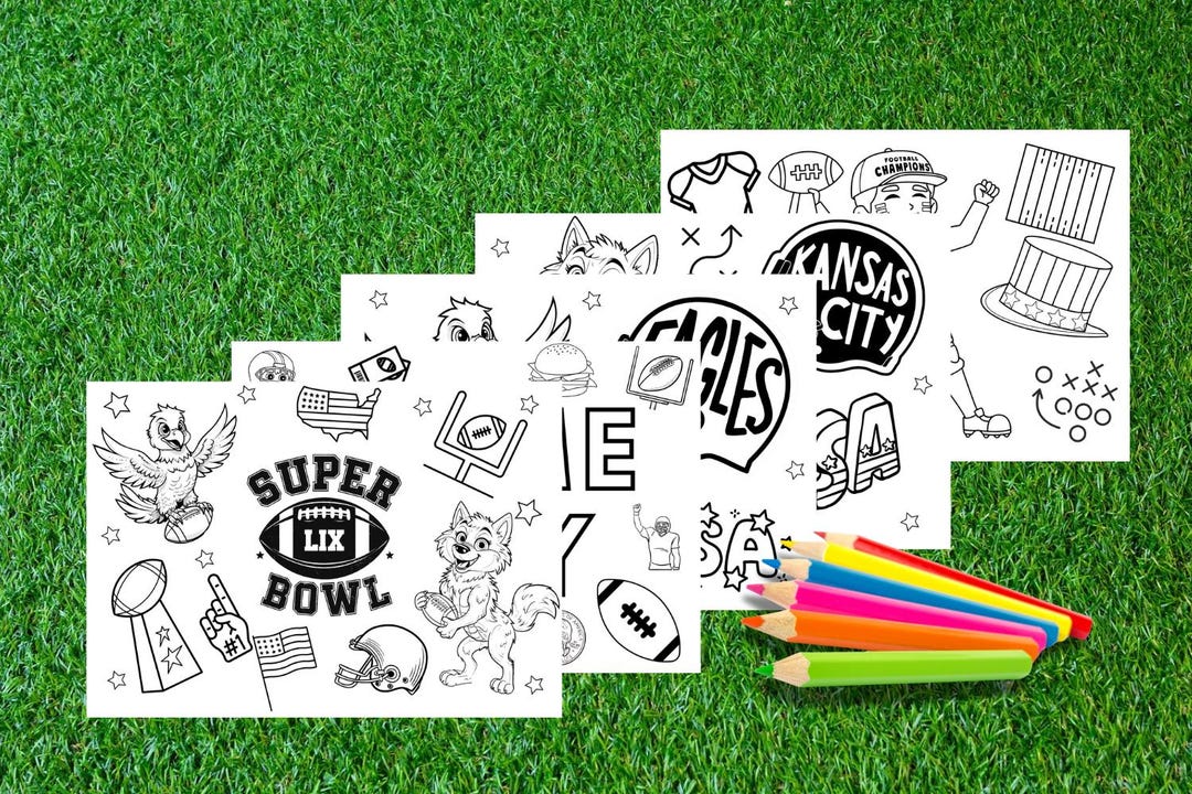 Superbowl 5 Coloring Sheets, Instant Digital Printable Placemat for ...