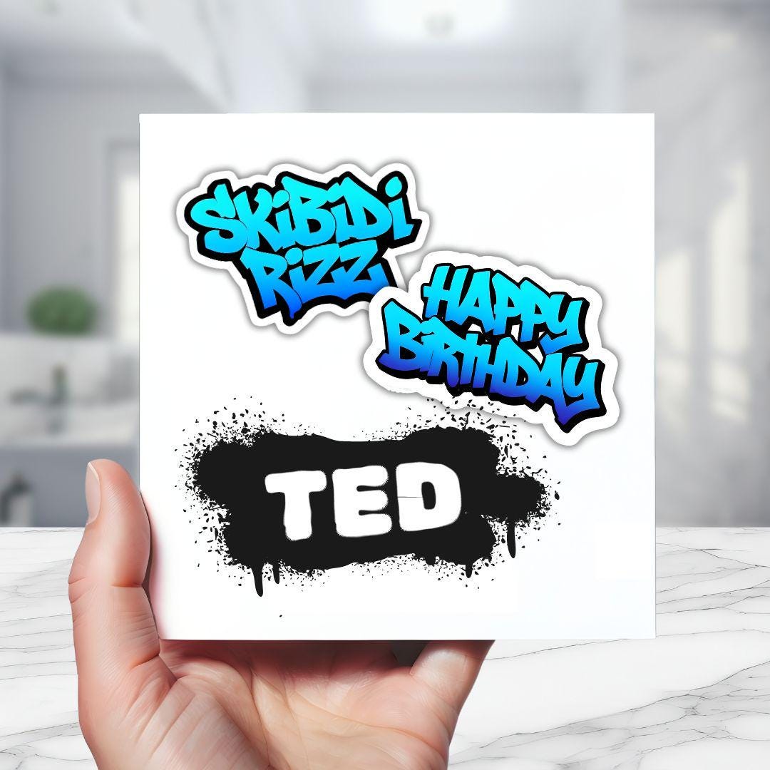 Skibidi Rizz Birthday Card, Any Age Birthday Card, for Him Birthday ...