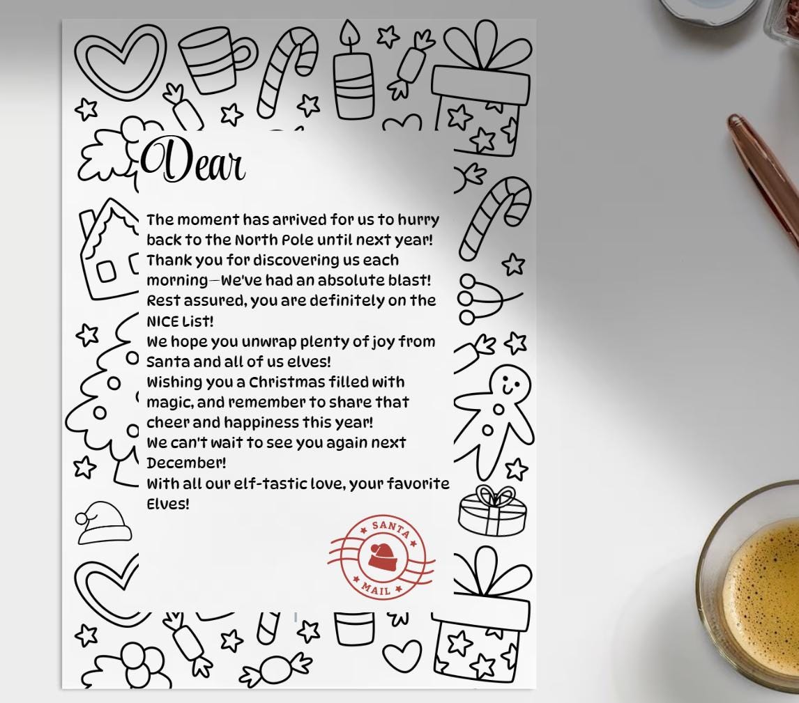 Instant Elf /elves Goodbye Departure Letter Printable, Activity, 2 ...