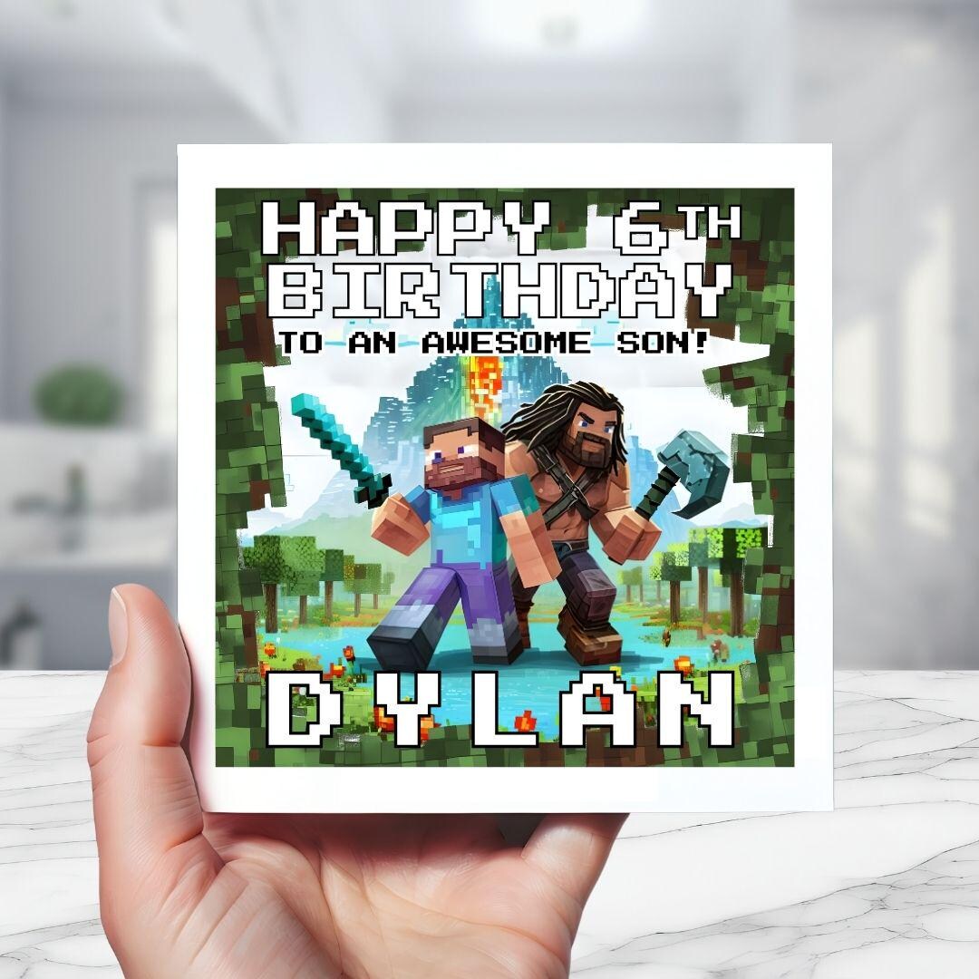 Mindcraft the Movie Birthday Card, Any Age Birthday Card, for Him and ...