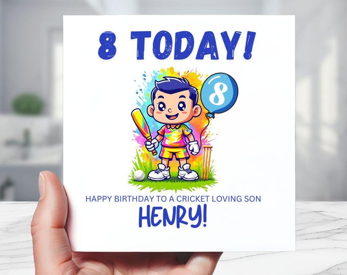 Personalised Cricket Birthday Card for Son Grandson Nephew Brother ...
