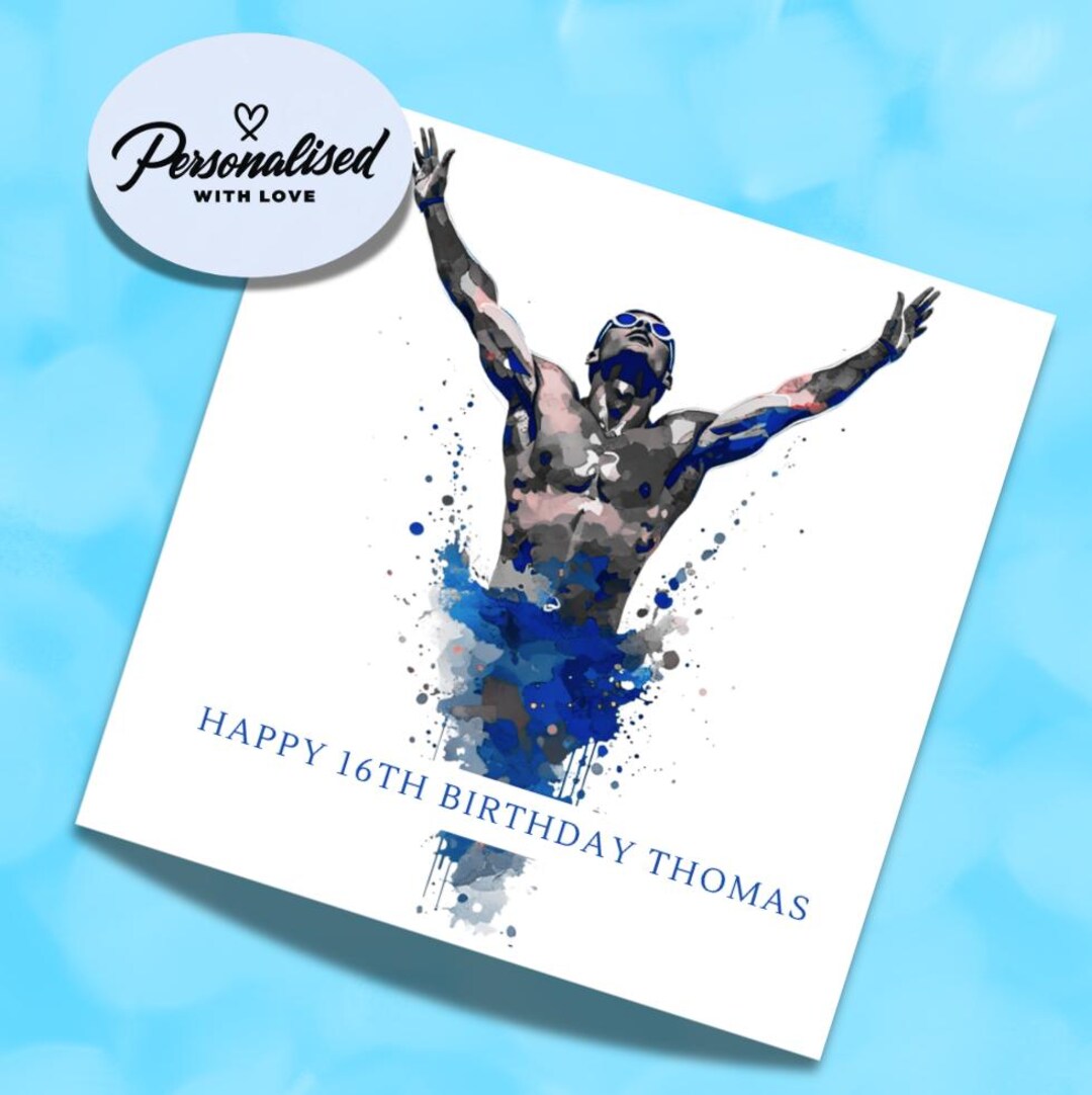 Personalised Swimmer Birthday Card, Sport Card, Any Age Birthday Card ...
