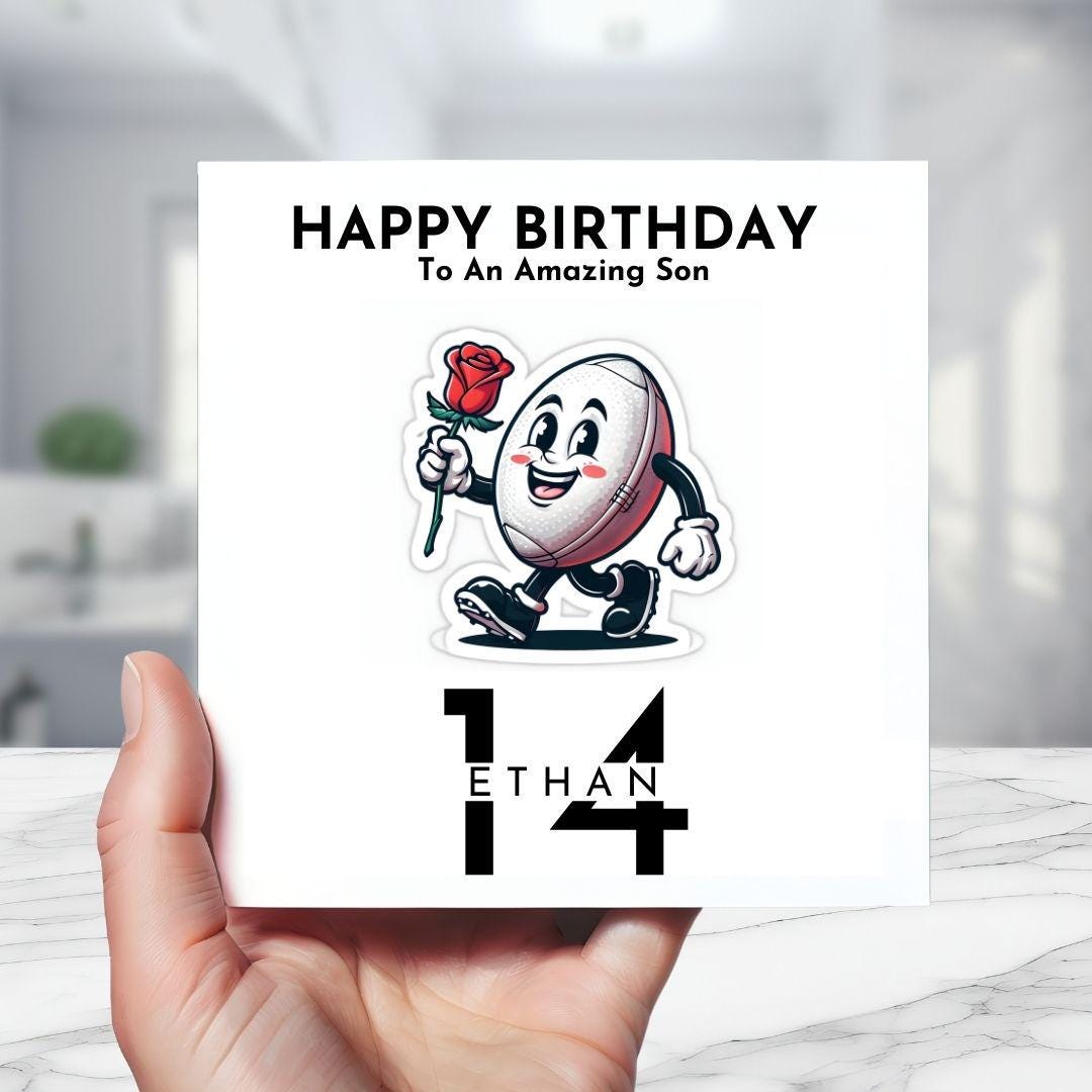 Fun England Rugby Birthday Card, Rugby Player Birthday Card, Any Age ...