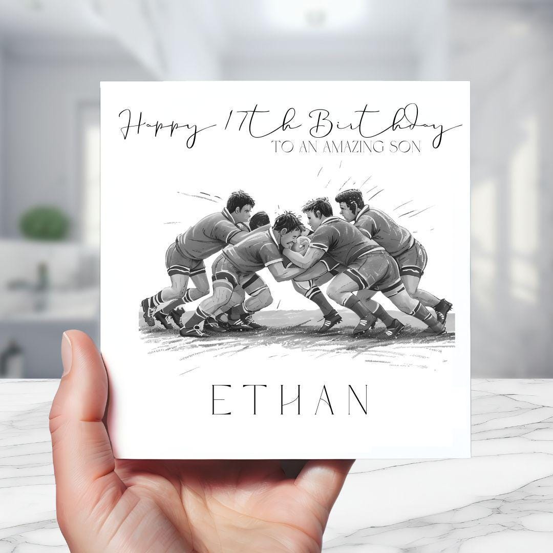 Personalised Rugby Birthday Card, Rugby Player Birthday Card, Any Age ...
