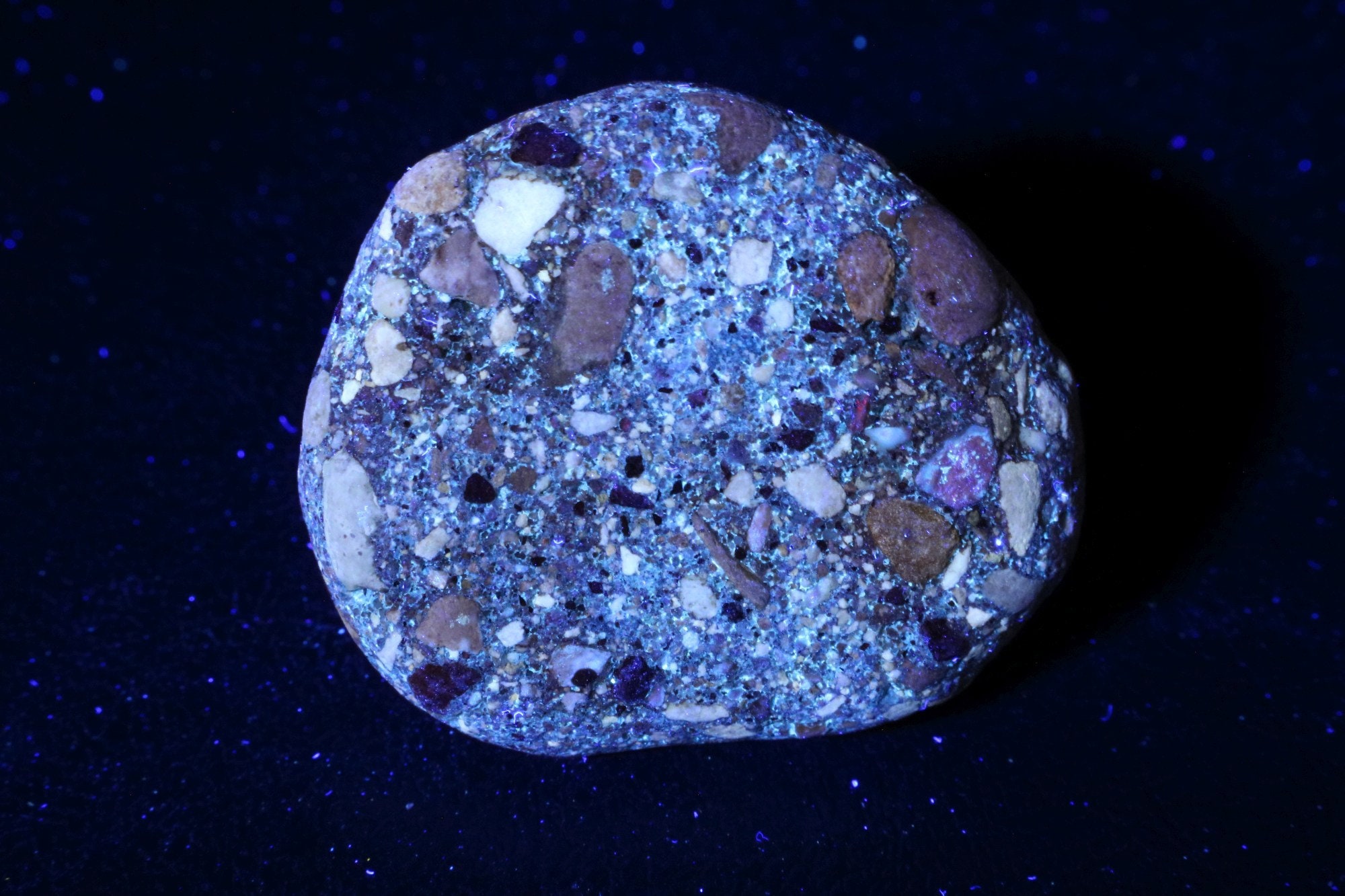 LW Unique Light Blue Glowing Conglomerate Sedimentary Rock | Etsy