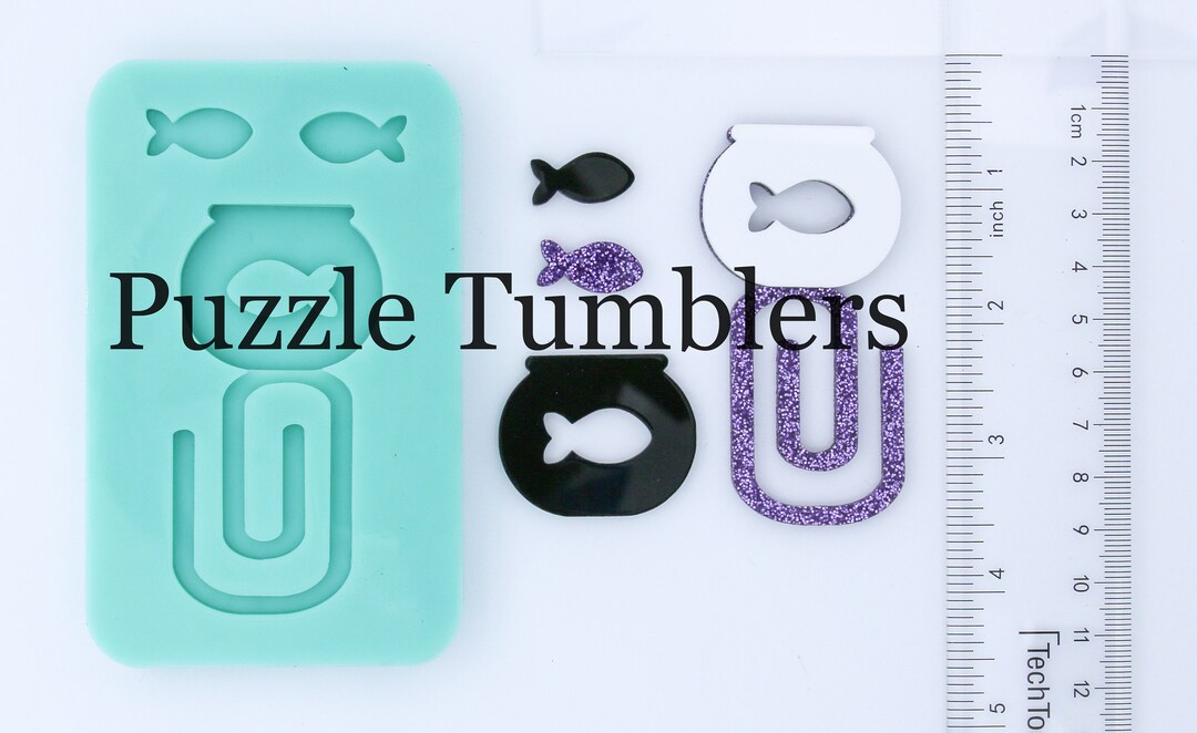 Custom 2D Fish Bowl With 2 Fish Paper Clip Bookmark Mold, Teacher ...