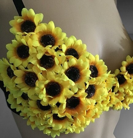 Sunflower Bra, Flower Bra, Summer Festival Bra, Floral Bra, Sunflower ...