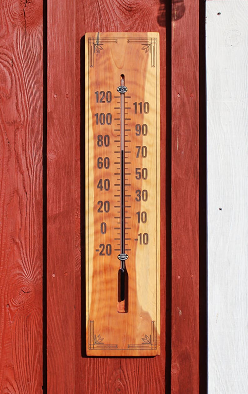 Large Wood Outdoor Thermometer - Etsy