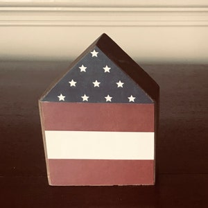 Patriotic, Wooden Block House - Etsy