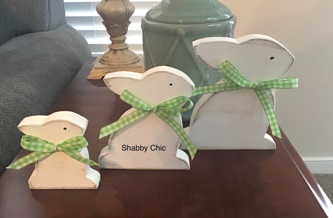 Wooden Easter Rabbits: Hand Cut Pine Decor, Set of 3 - Etsy