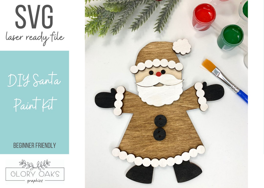 Santa Diy Paint Kit SVG/ Kids Paint Kit SVG / Christmas DIY Paint File ...